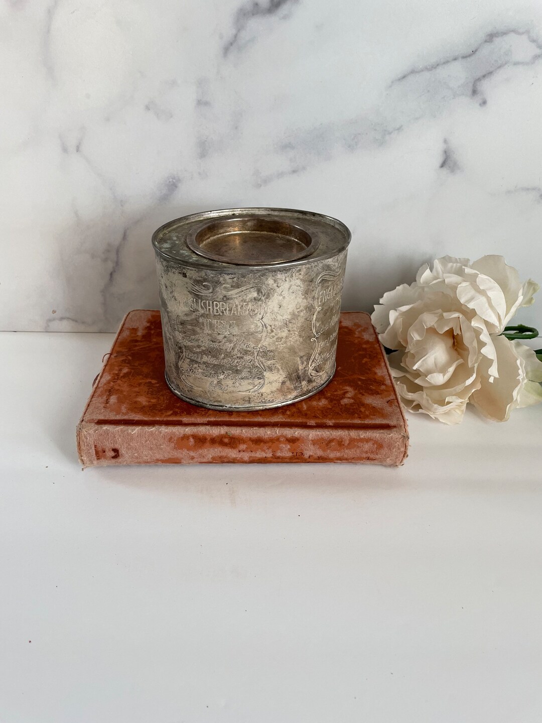Old Tea Tin, Oval Tea Tin, English Tea Tin, Rustic Tea Tin, Tea Tin ...