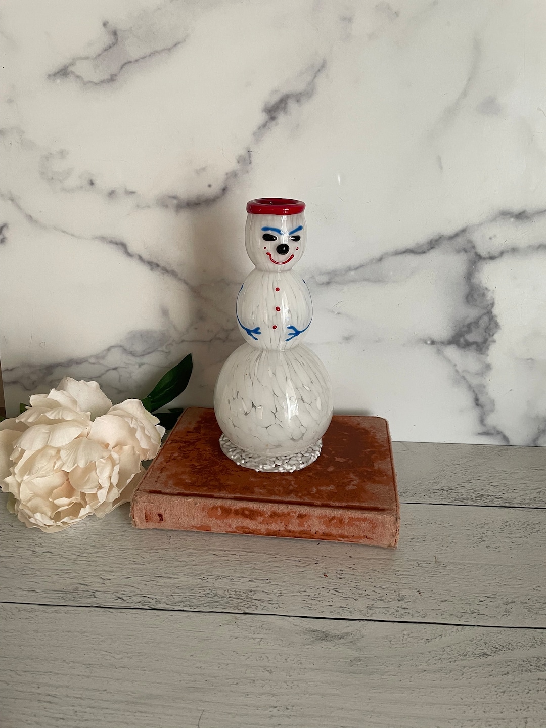 Vintage Snowman, Hand Blown Glass Snowman, Glass Snowman, Mean Snowman ...