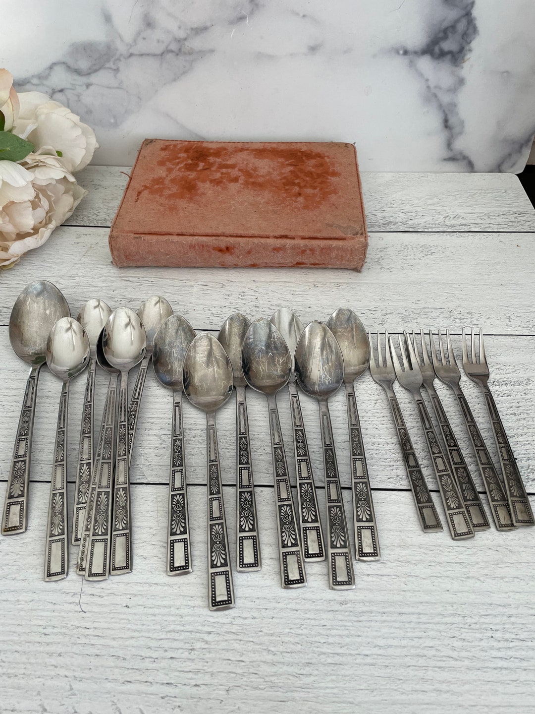 Lifetime Silver Stainless Flatware, Vintage Silverware, Leaf Pattern ...