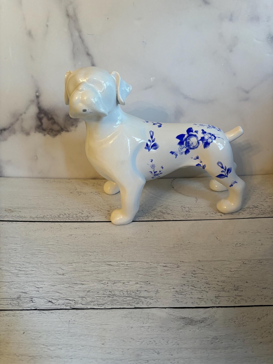 Renwil Dog Statue, Blue Dog Statue, Floral Dog Statue, Boxer Dog Statue ...