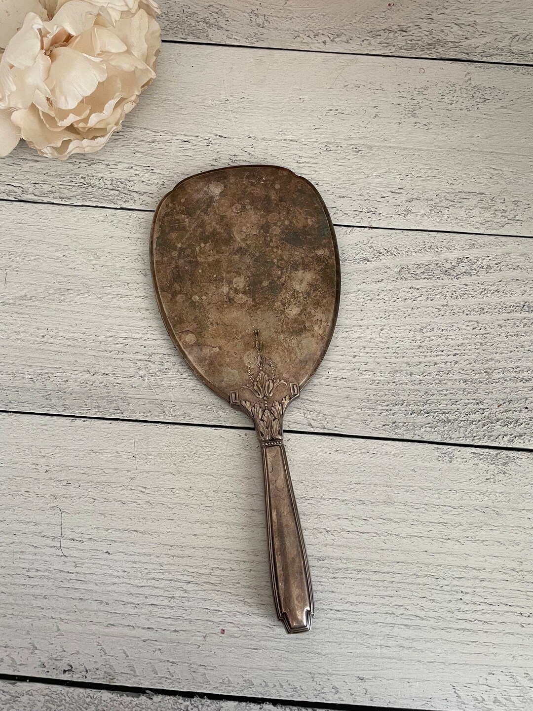 Antique Hand Mirror, Art Nouveau Mirror, Silver Plated Mirror, Vintage ...
