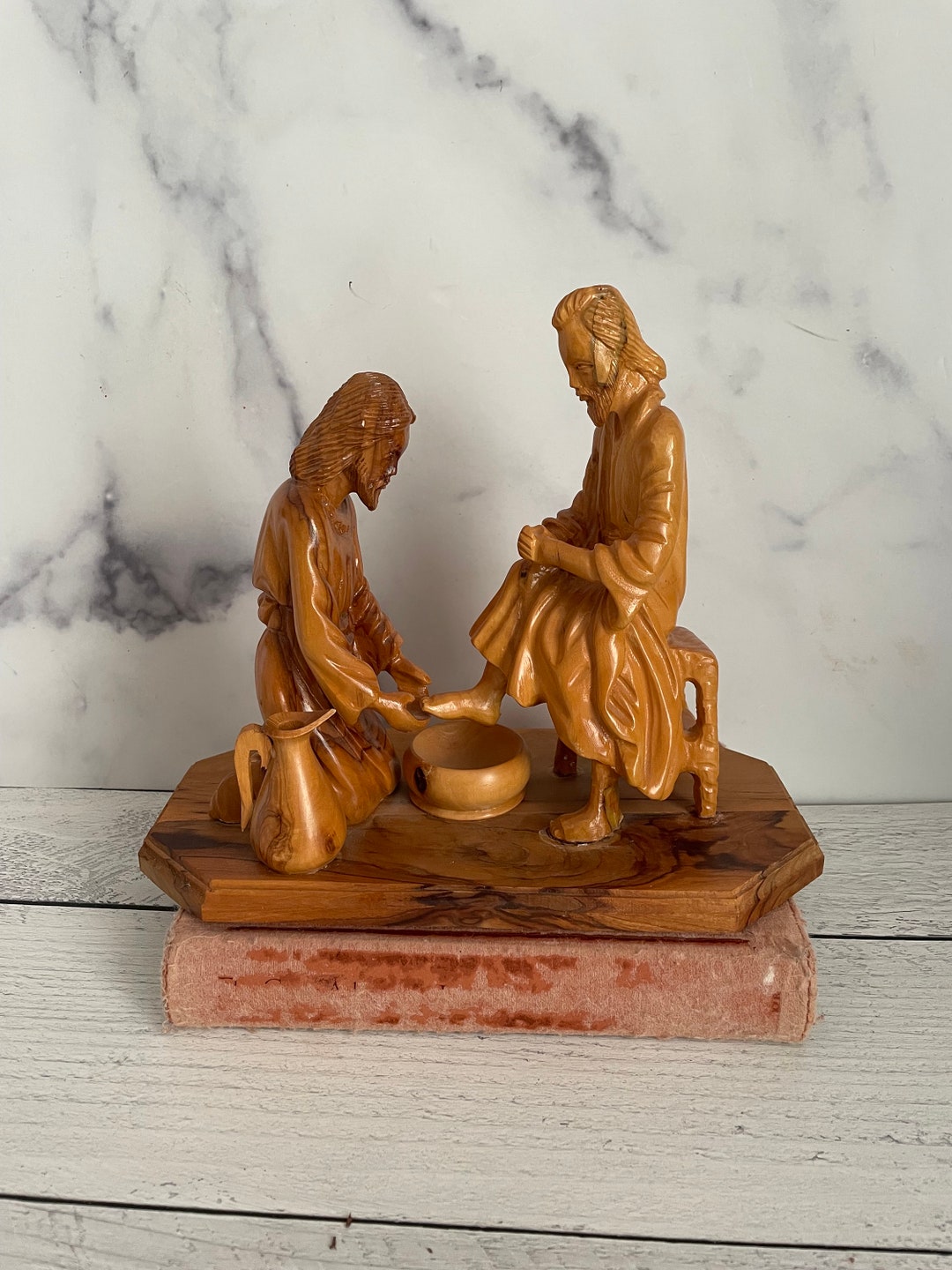 Jesus Washing the Feet, Carved Wooden Jesus, Jesus and Peter, St. Peter ...