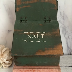 Primitive Box, Salt Box Cellar, Green Primitive Box, Wooden Salt Box ...