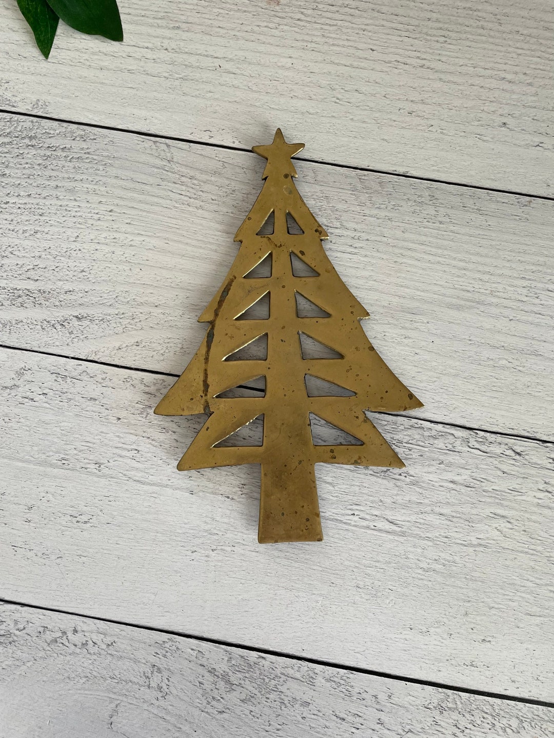 Christmas Tree Trivet, Vintage Trivet, Christmas Tree Hot Plate, Brass ...