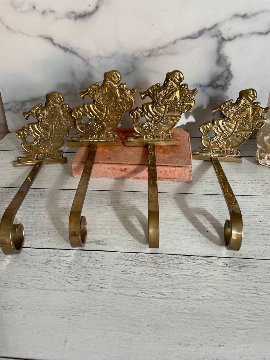 Vintage Stocking Holder, Santa Stocking Holder, Gold Stocking Holder ...