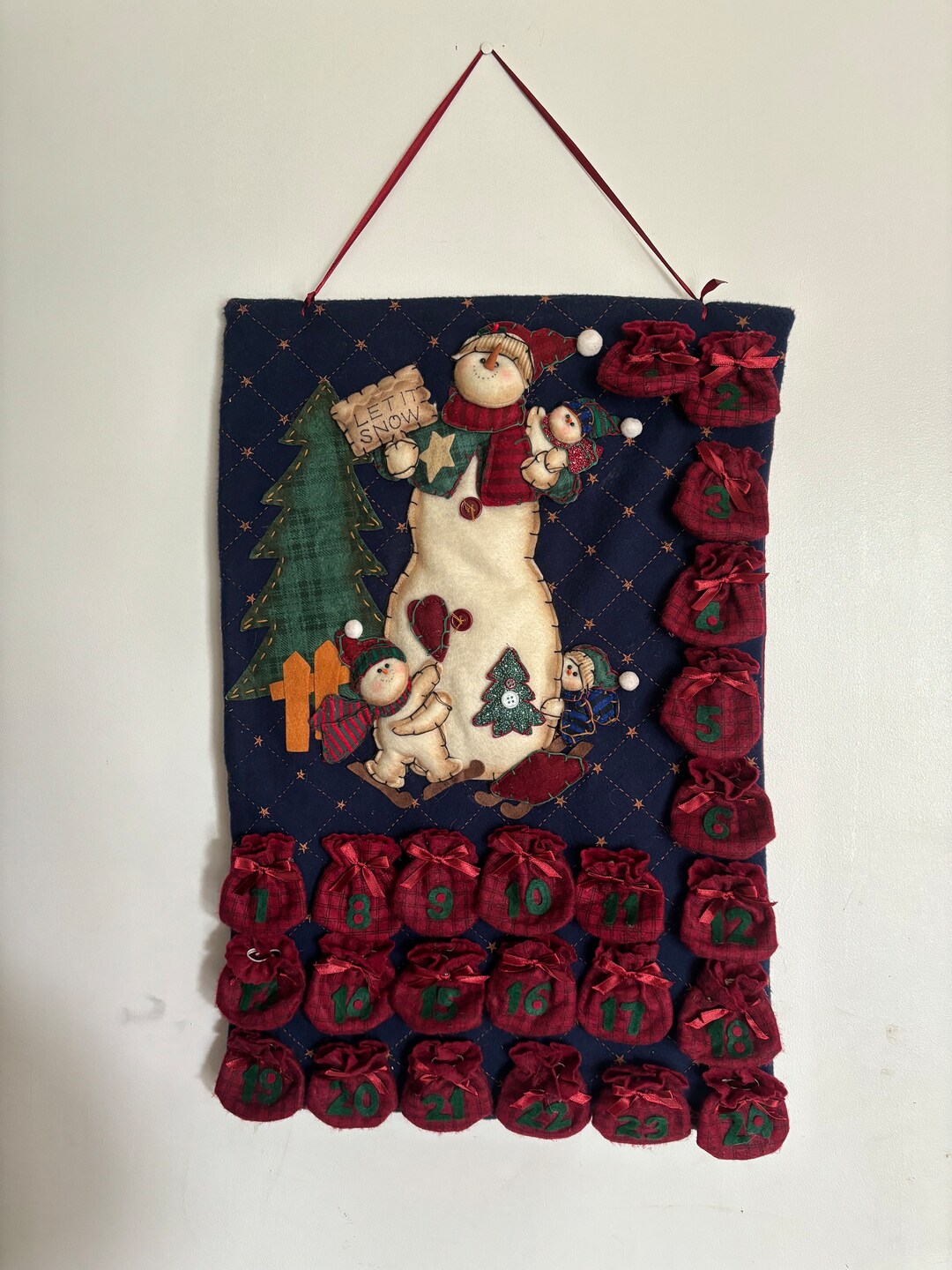 Christmas Advent Calendar, Snowman Advent Calendar, Cloth Advent ...