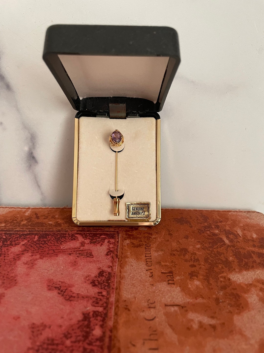 Vintage Stick Pin Amethyst Stick Pin Gold Tone Stick Pin - Etsy