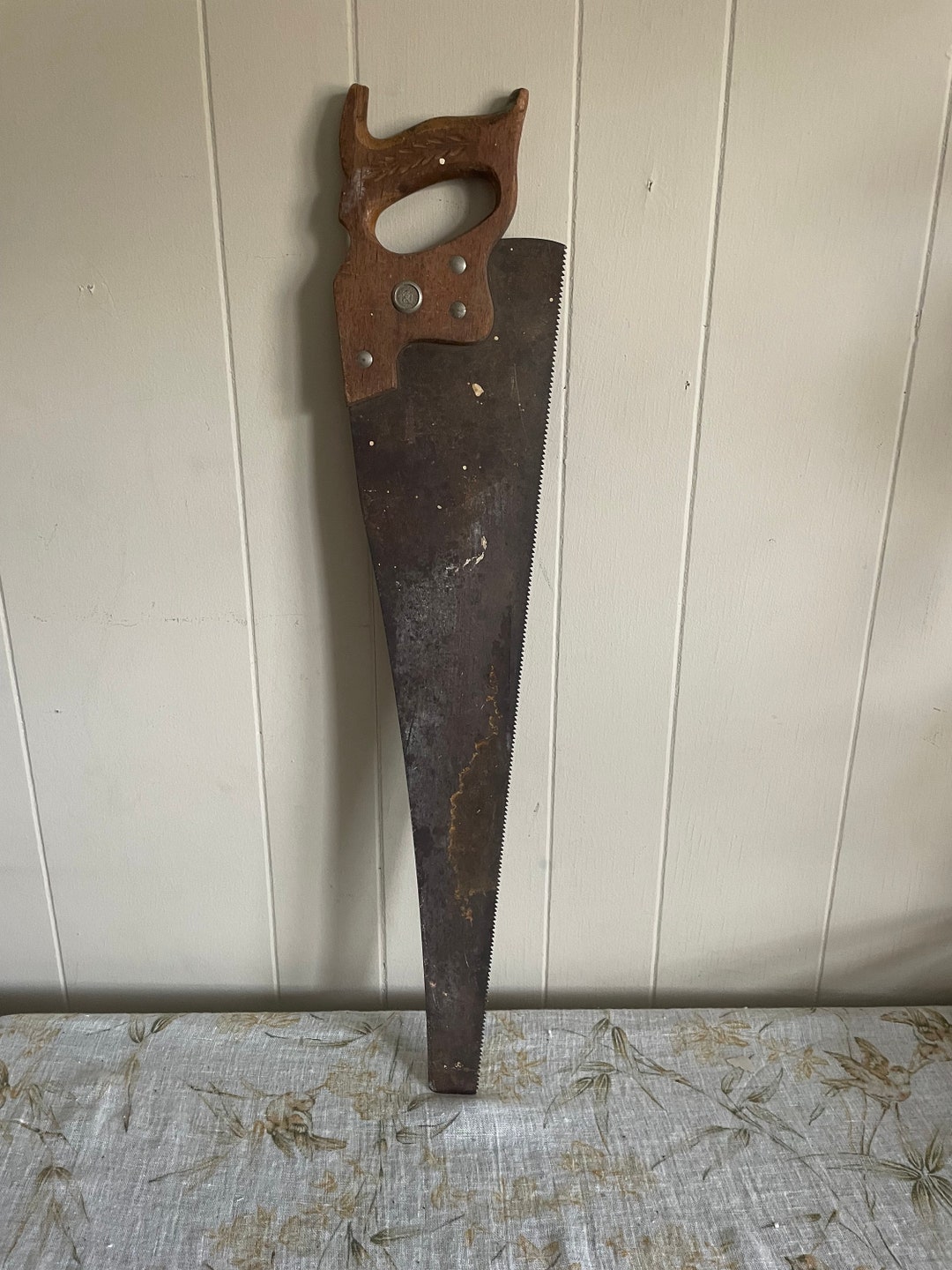Antique Hand Saw, Wood Handle Saw, Rustic Saw, Rusted Saw, Saw Wall ...