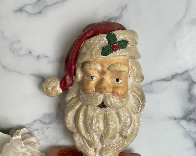 Vintage Santa Head, Large Santa Head, Vintage Santa Decor, Santa Face ...