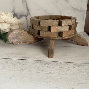 Vintage Turtle Plant Holder, Turtle Decor, Wooden Turtle, Vintage Plant ...