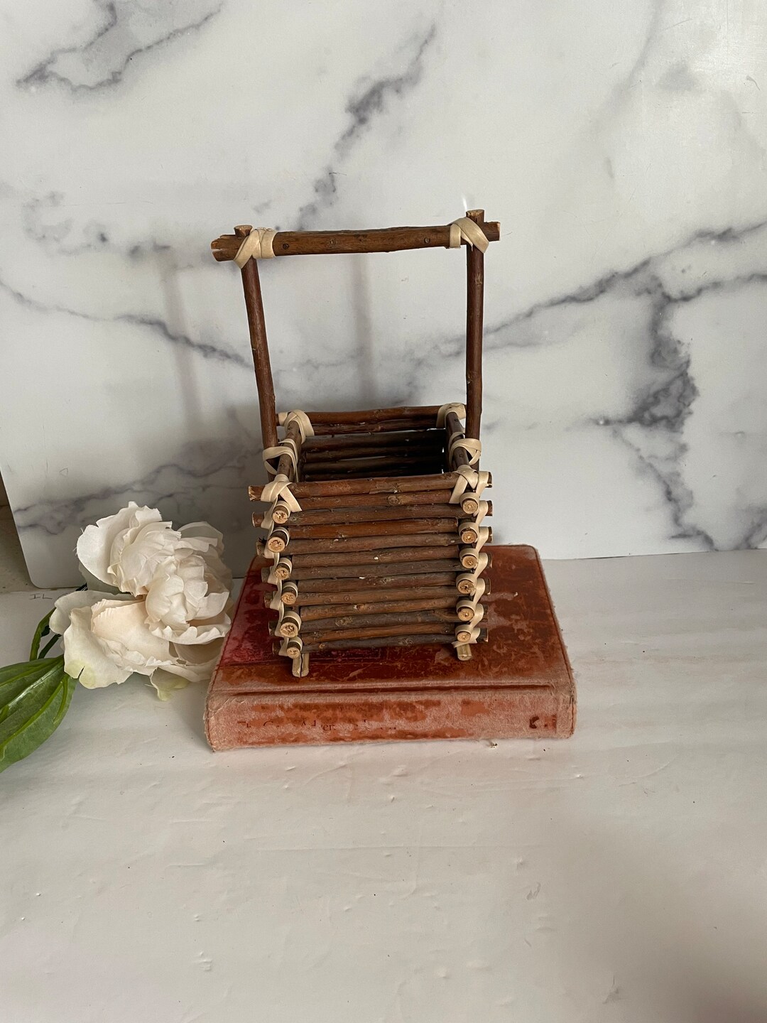 Rustic Stick Basket, Decorative Basket, Wood Basket, Twig Basket, Twig ...