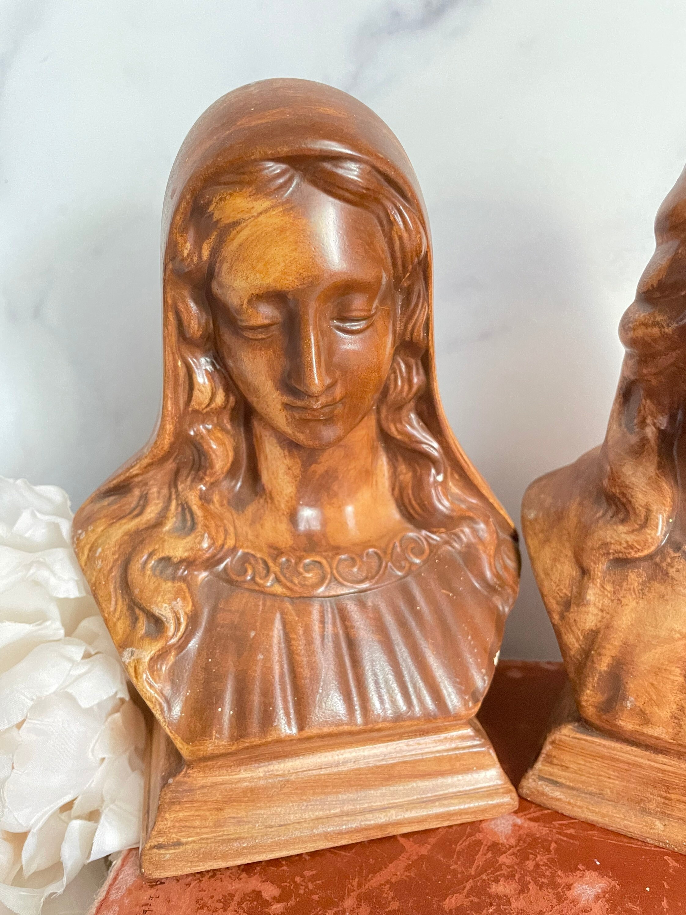 Ceramic Jesus and Mary, Vintage Jesus, Vintage Mary, Holland Mold ...