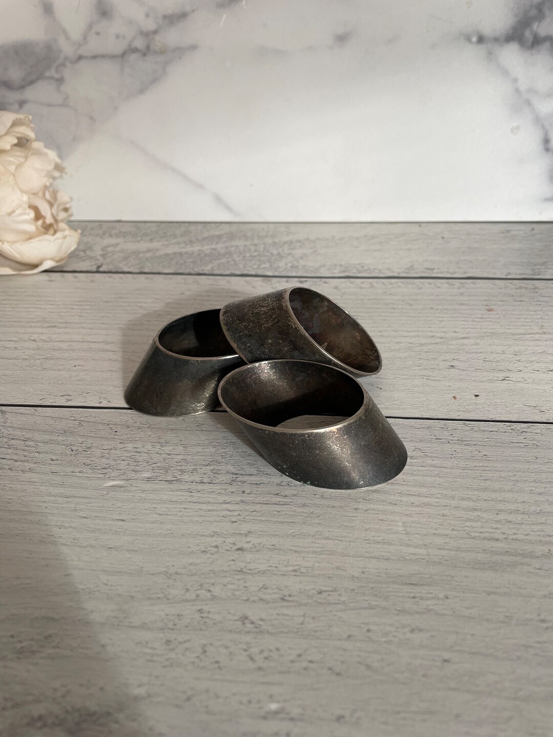 Vintage Napkin Rings, Metal Napking Rings, Oval Napkin Rings, Dark ...