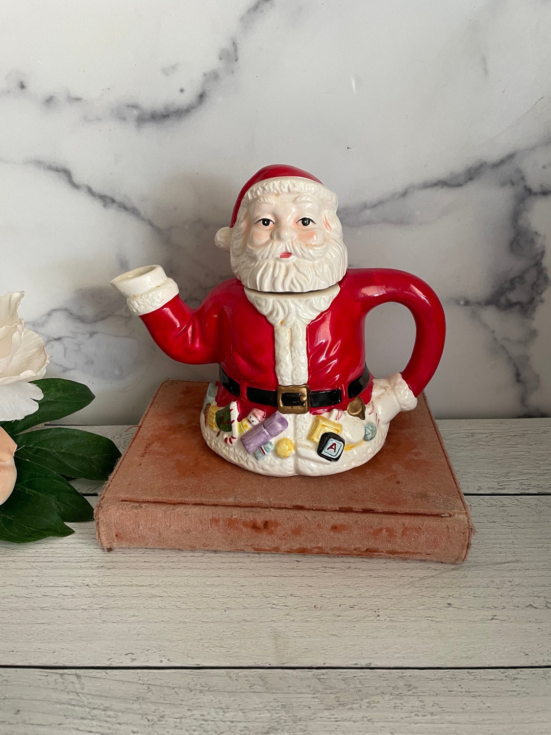 Santa Teapot, Vintage Teapot, Christmas Teapot, Decorative Santa, Santa ...