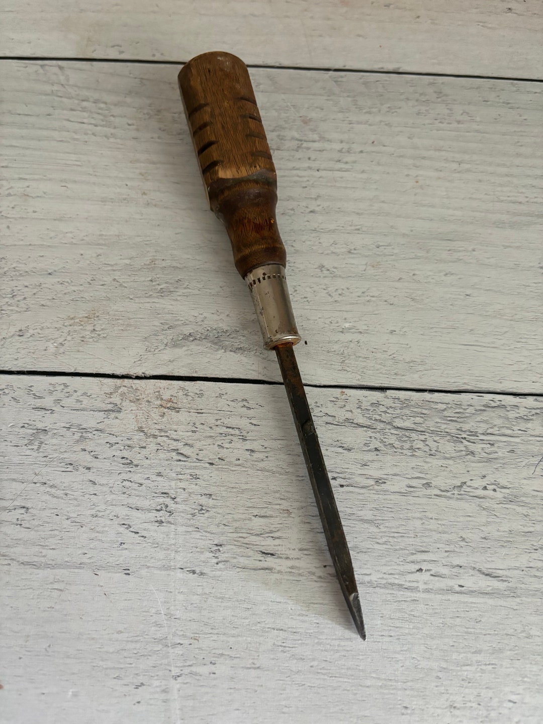Vintage Screwdriver, Wooden Screwdriver, Wood Handle Screwdriver, Flat ...