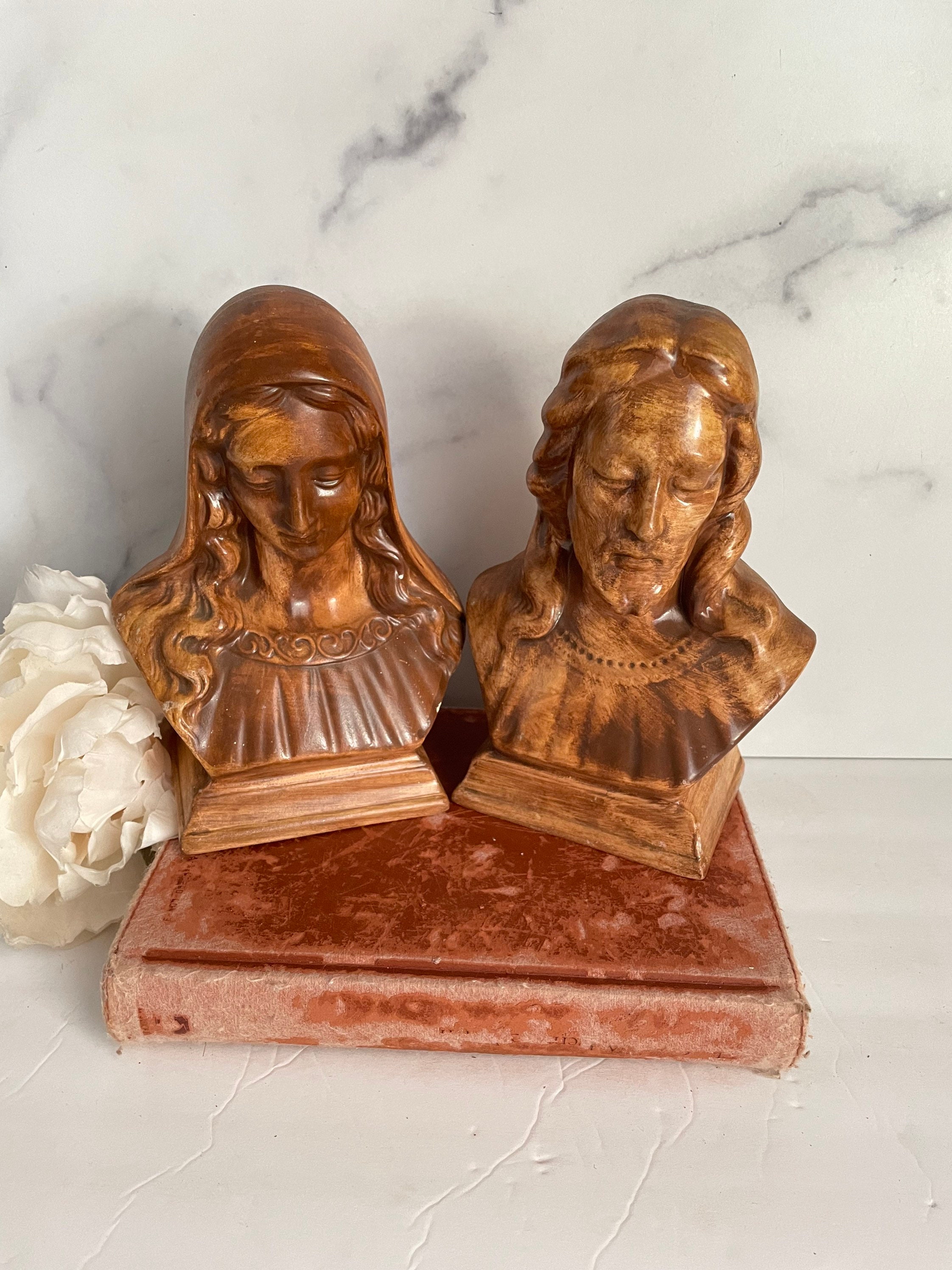 Ceramic Jesus and Mary, Vintage Jesus, Vintage Mary, Holland Mold ...