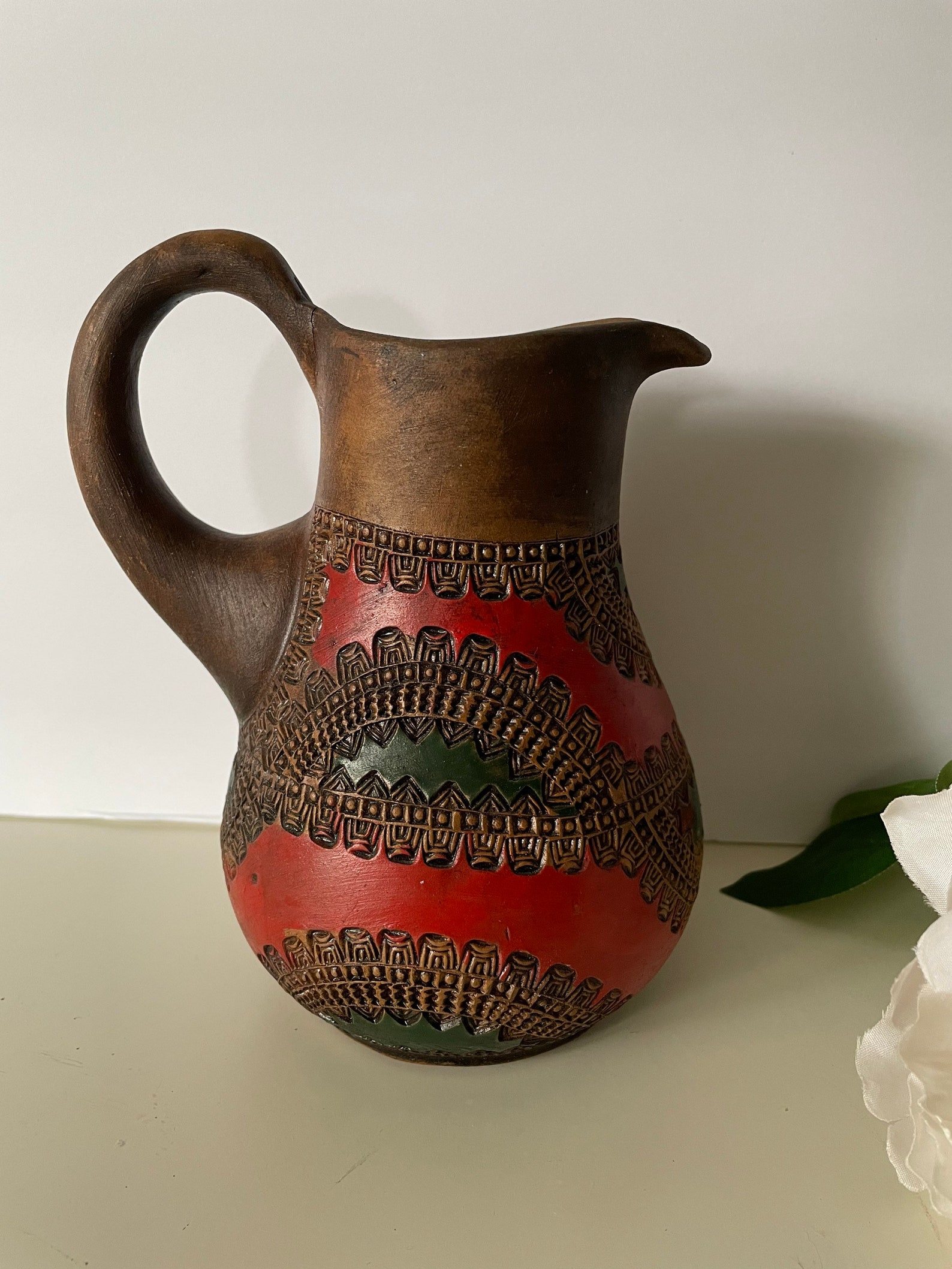 Vintage Pitcher Water Pitcher Earth Color Pitcher Orange - Etsy