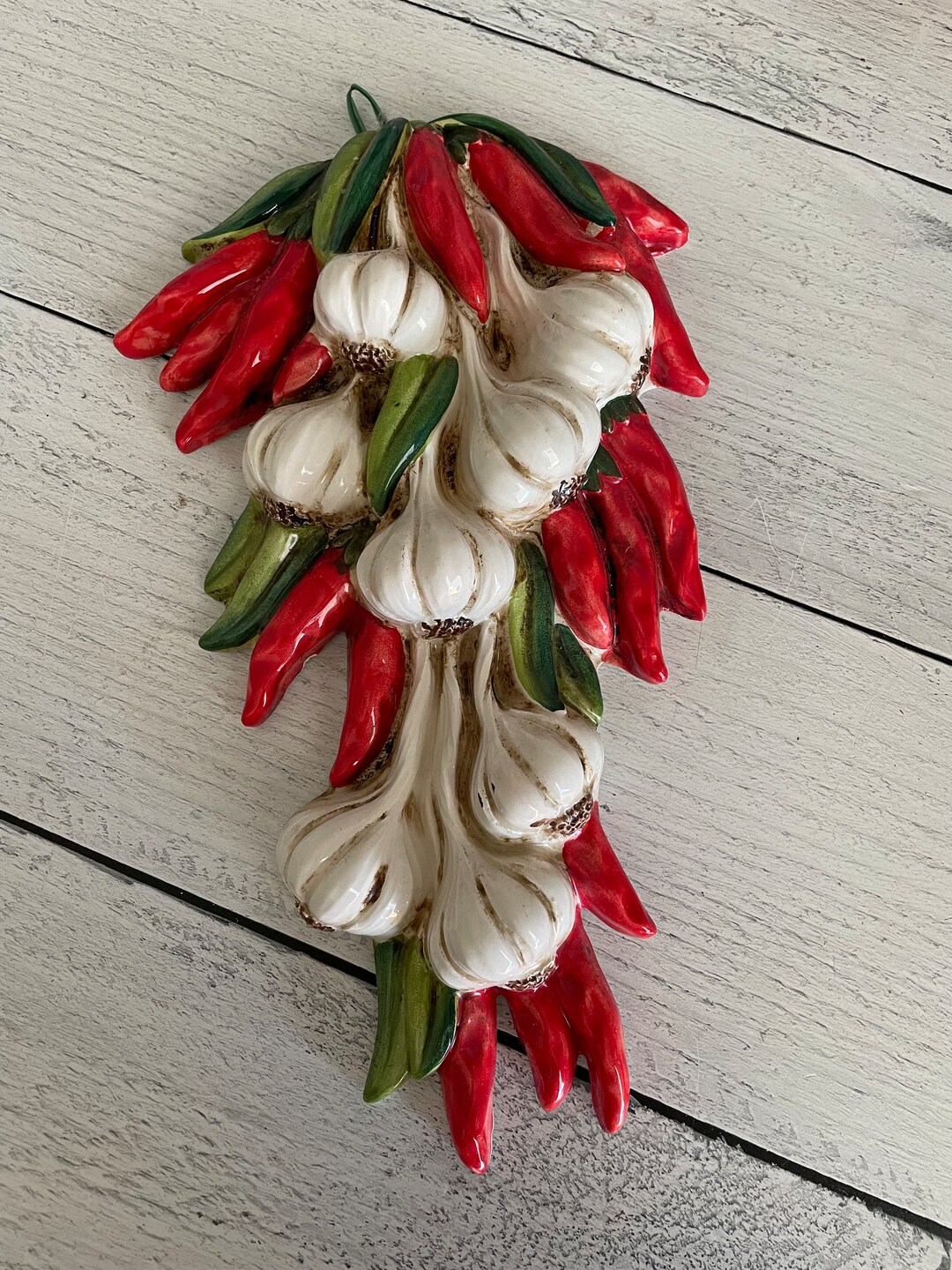 Garlic and Chili Pepper Decoration, Vintage Chili Pepper Decor ...