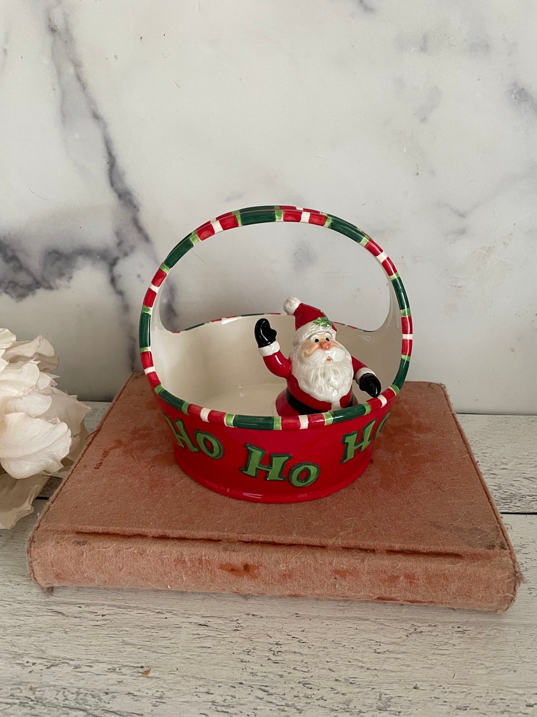 Fitz and Floyd Santa, Santa Dish, Santa Basket, Santa Candy Bowl, Santa ...