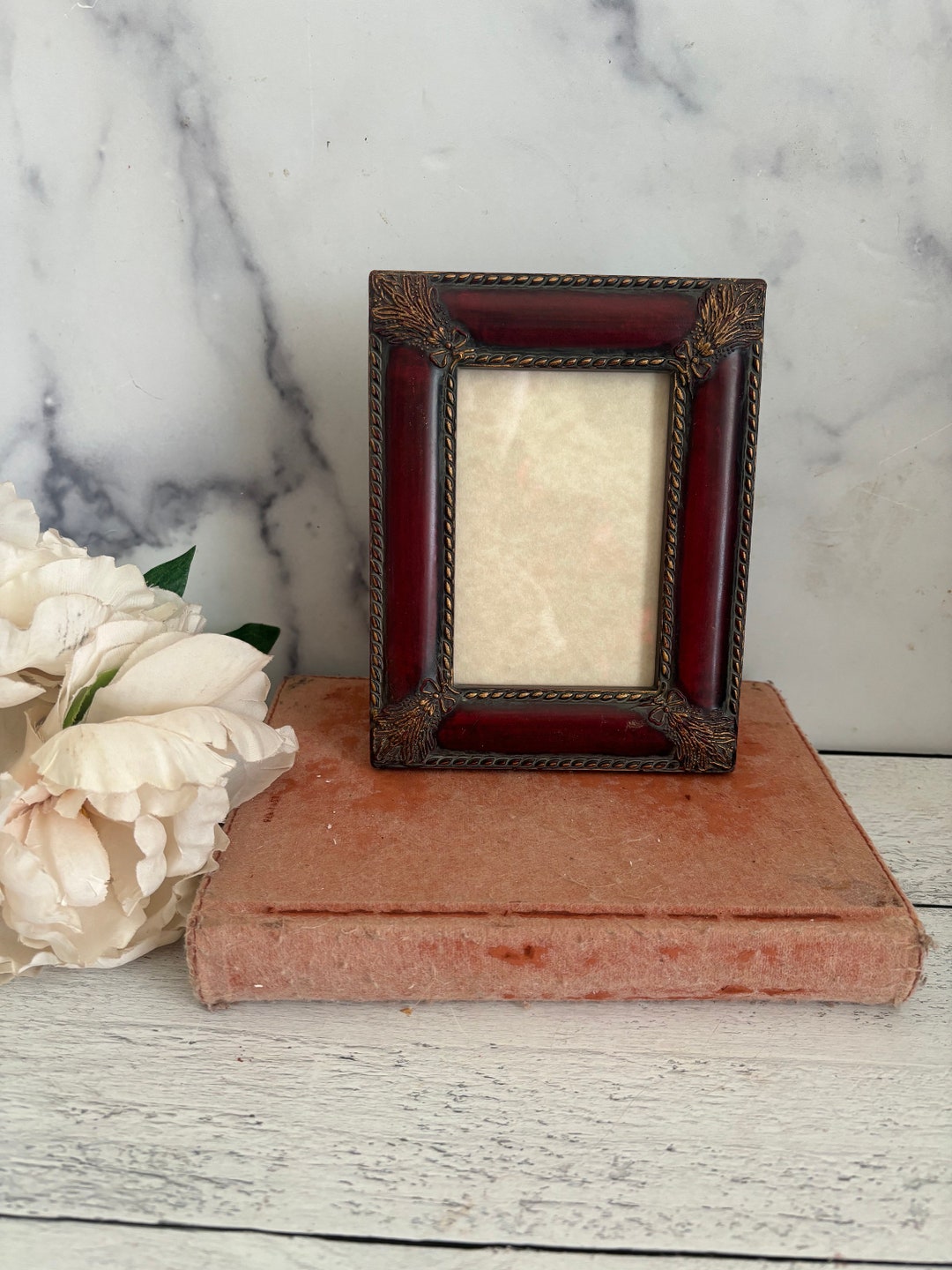 Vintage Picture Frame, Maroon Picture Frame, Rectangular Picture Frame ...