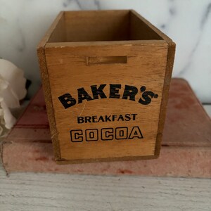 Vintage Bakers Breakfast Cocoa Wood Box, Advertising Box, Kitchen Spice ...