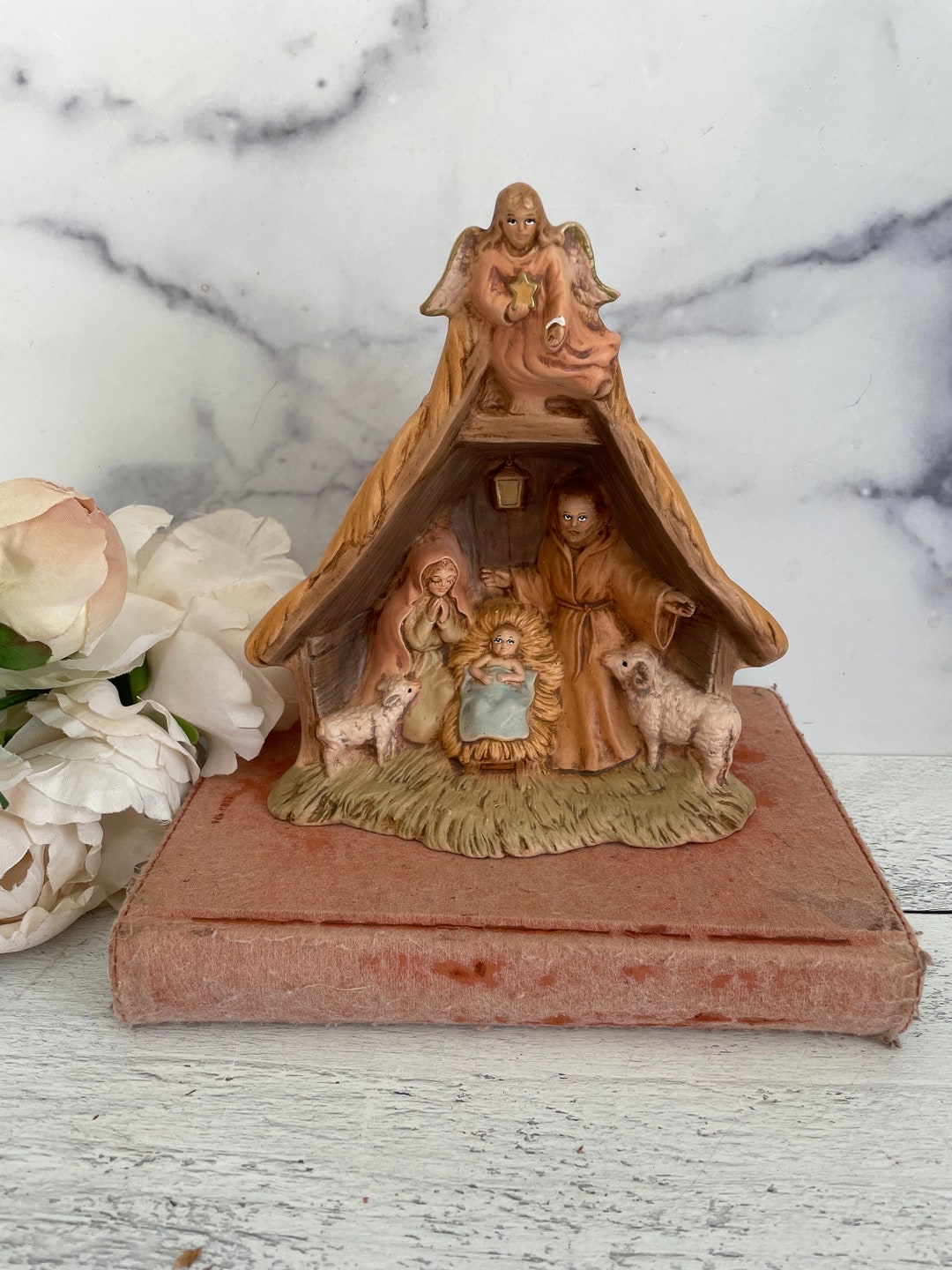 Colorful Nativity, Vintage Nativity Set, Ceramic Nativity Set, Nativity ...