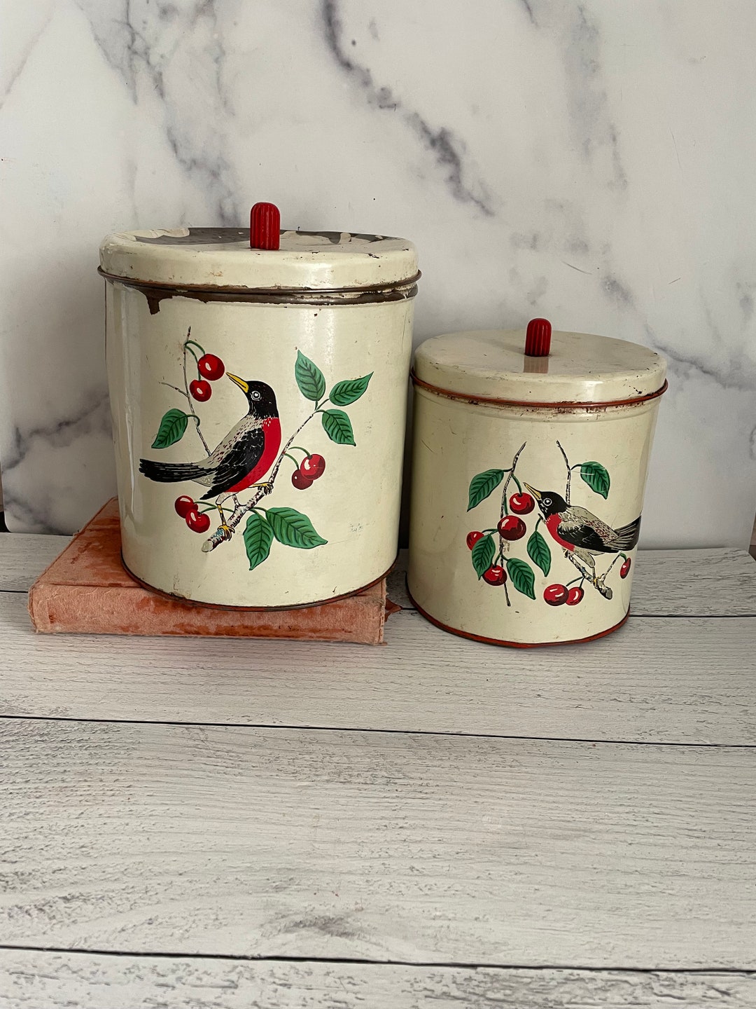 Vintage Red Robin Canister, Maid of Honor Canister, Sears Canister ...
