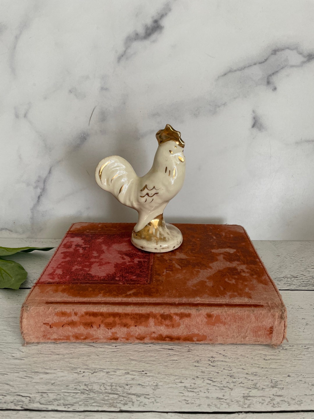 Vintage Rooster, White and Gold Rooster, Ceramic Rooster, Rooster Decor ...