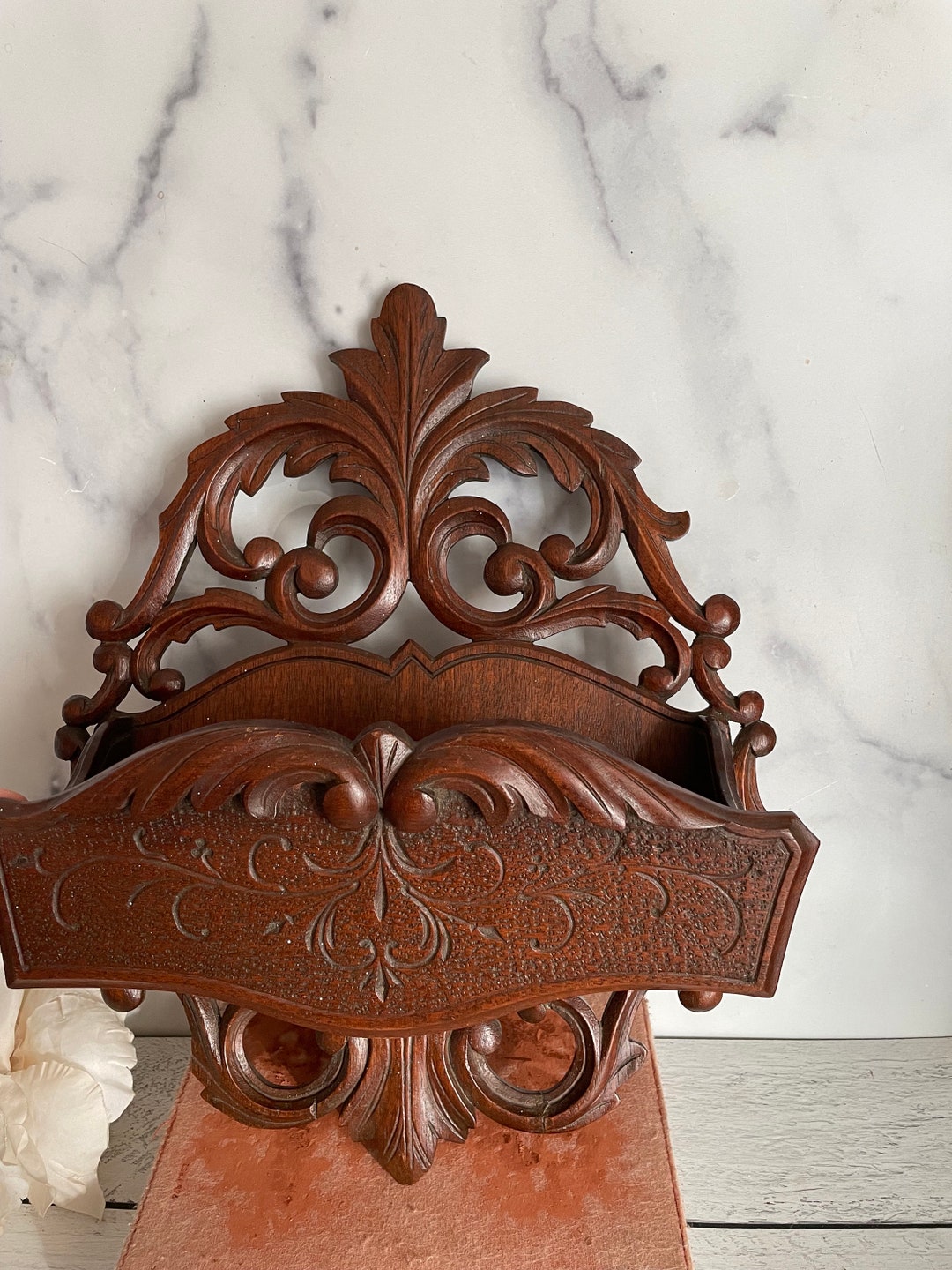 Vintage Wall Pocket, Victorian Wall Pocket, Wood Wall Pocket, Wood ...