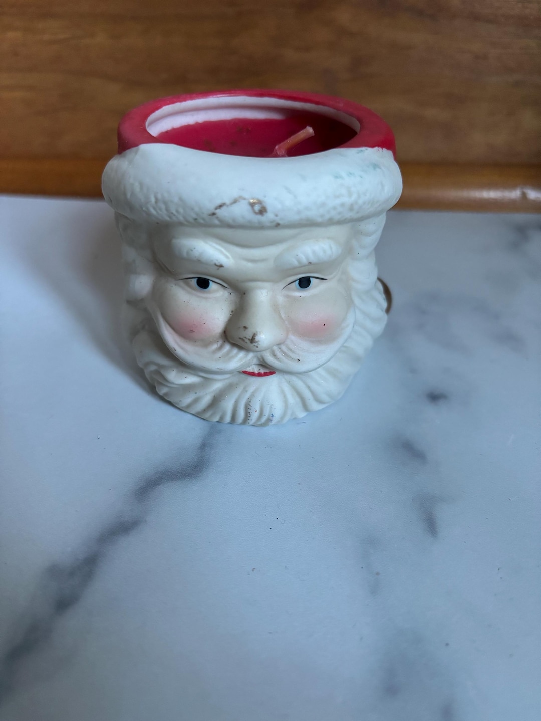 Ceramic Santa Head Candle, Porcelain Santa Candle, Vintage Santa Candle ...