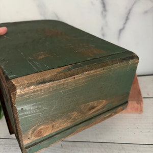 Primitive Box, Salt Box Cellar, Green Primitive Box, Wooden Salt Box ...