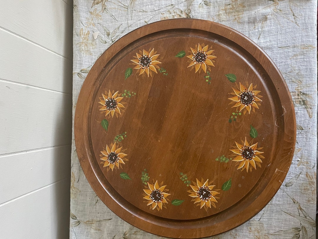 Vintage Lazy Susan, Large Lazy Susan, Hand Painted Lazy Susan ...