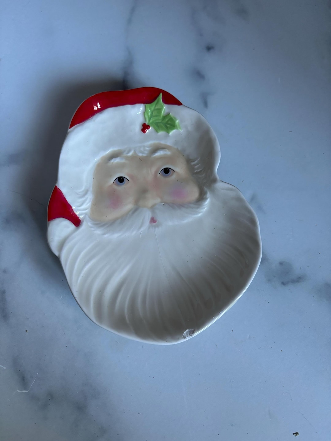 Santa Face Dish, Santa Face Plate, Vintage Santa Face, Vintage Santa ...