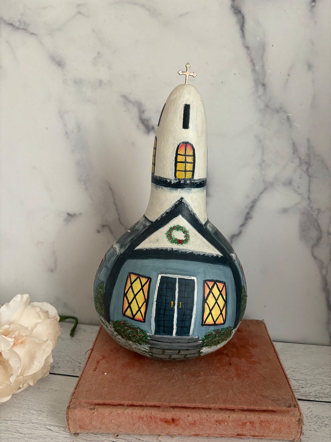 Hand Painted Gord, Christmas Gord, Painted Gord Church, Christmas ...