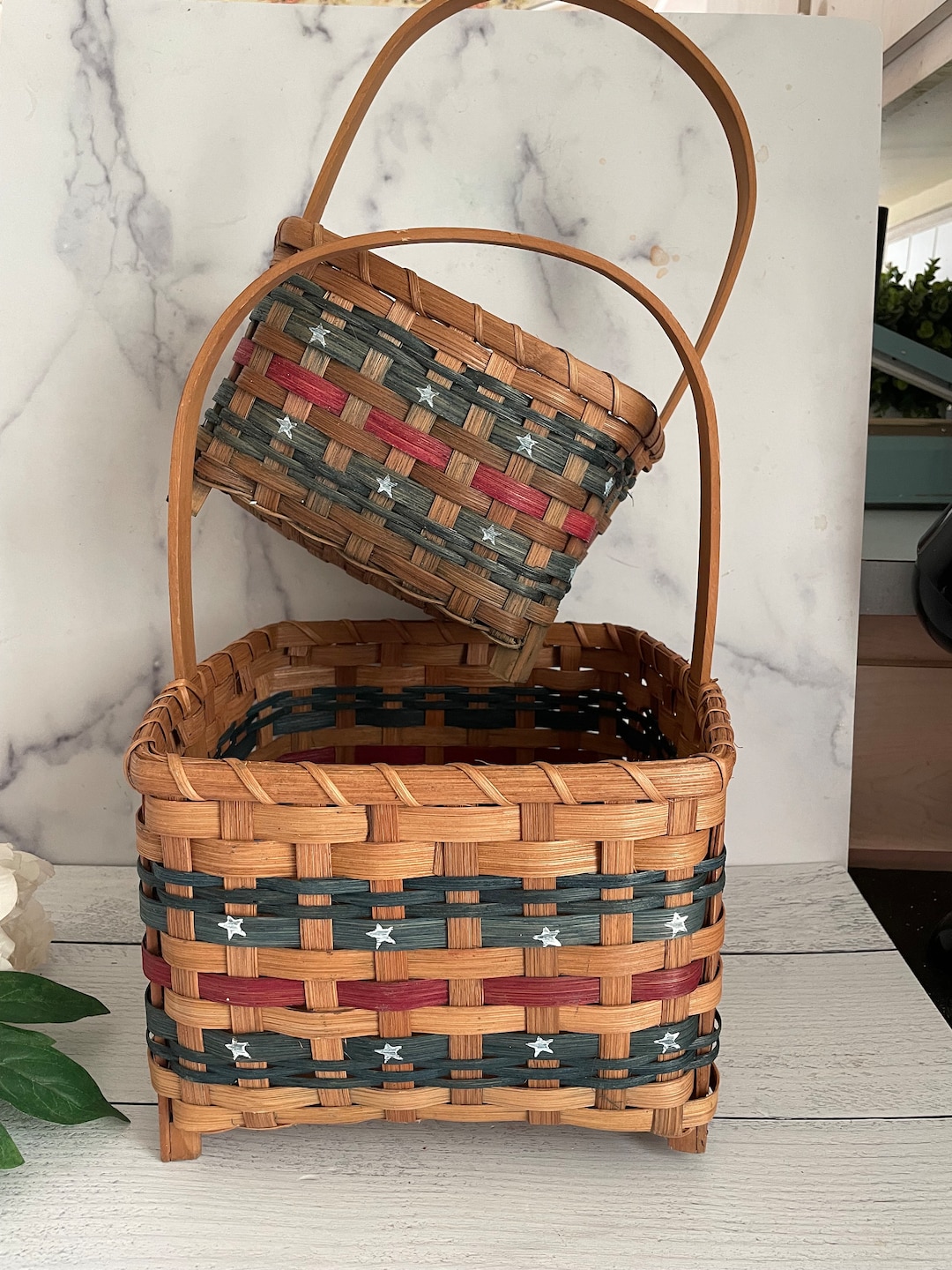 Patriotic Baskets, Americana Baskets, Vintage Basket, American Flag Baskets, Handwoven Baskets ...