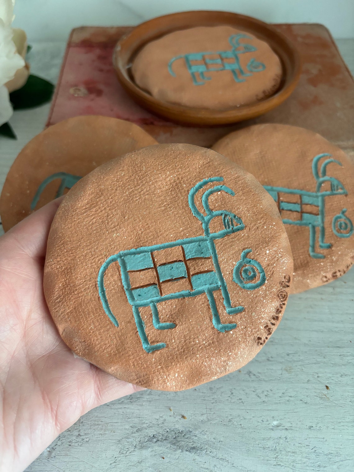 Terracotta Coasters, Handmade Coasters, Dog Coasters, Abstract Coasters ...