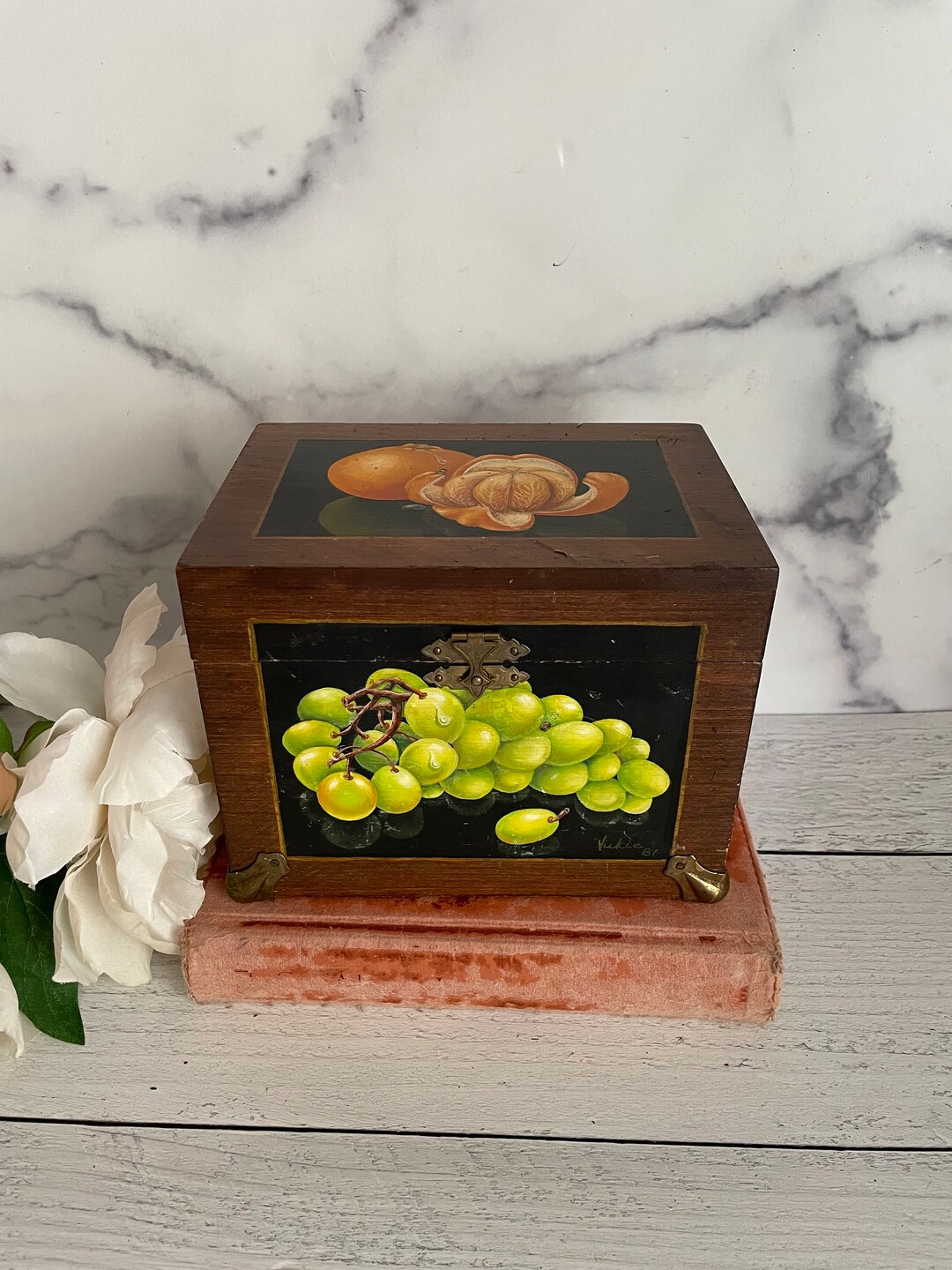 Hand Painted Box, Painted Fruit Box, Fruit Decor, Hand Painted Recipe ...