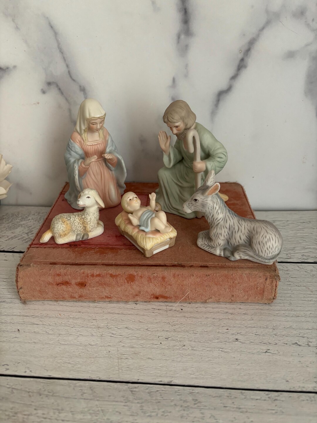 Vintage Nativity Set, Pastel Color Nativity, Porcelain Nativity ...