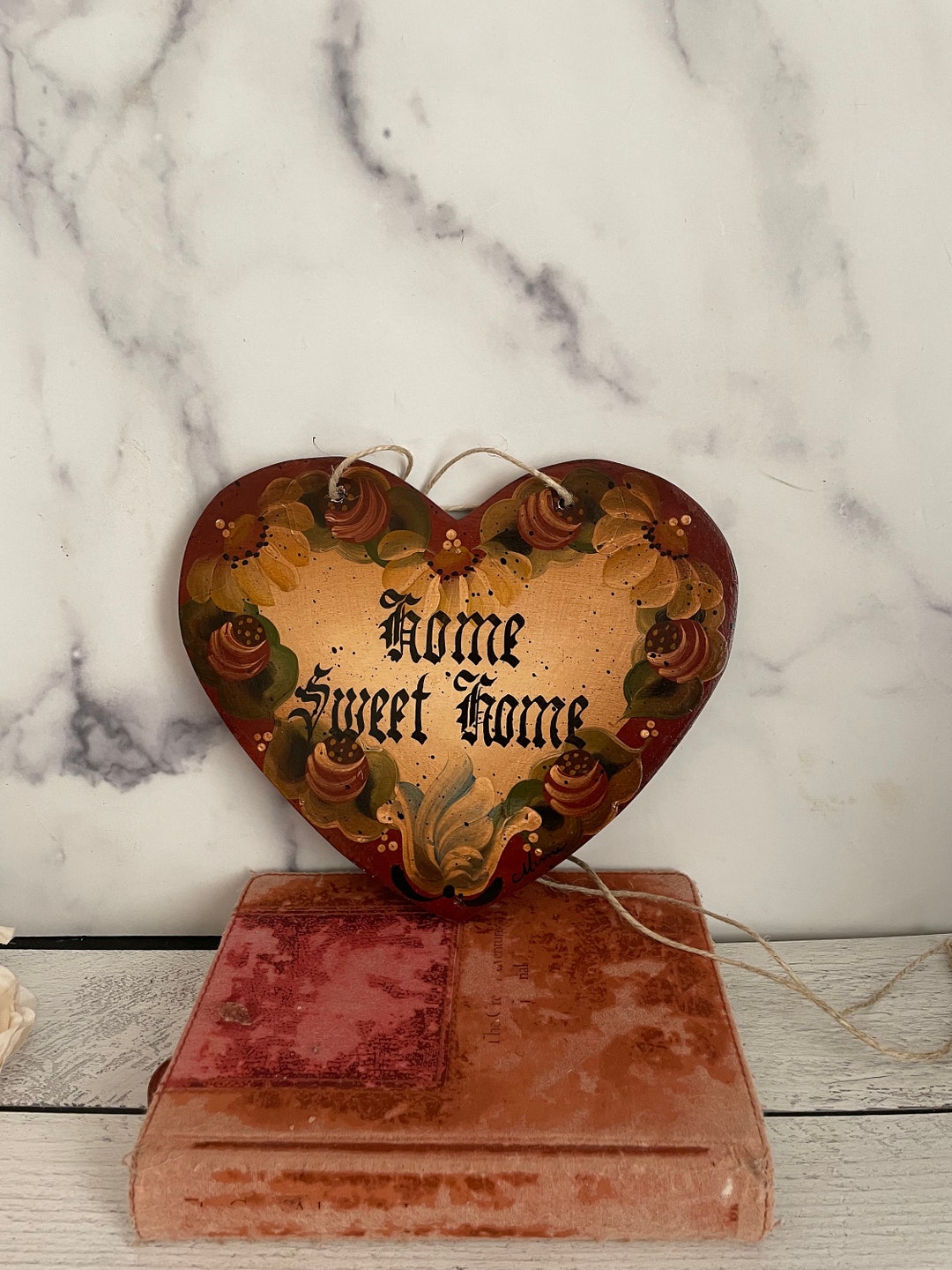 Home Sweet Home Sign, Folk Art Sign, Vintage Folk Art, Handmade Home ...