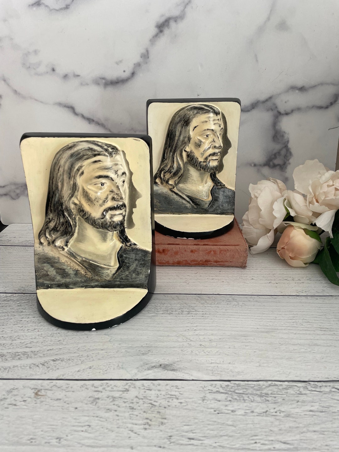 Jesus Bookends, Vintage Bookends, Religeous Bookends, Chalkware ...