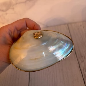 Vintage Clam Shell Box, Tiny Trinket Box, Seashell Trinket Box, Beach ...