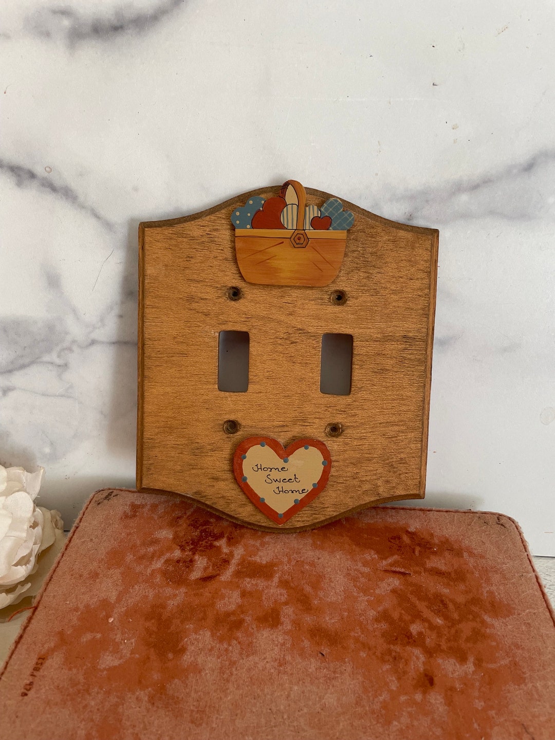 Vintage Light Switch, Double Light Switch, Wood Light Switch, Country ...