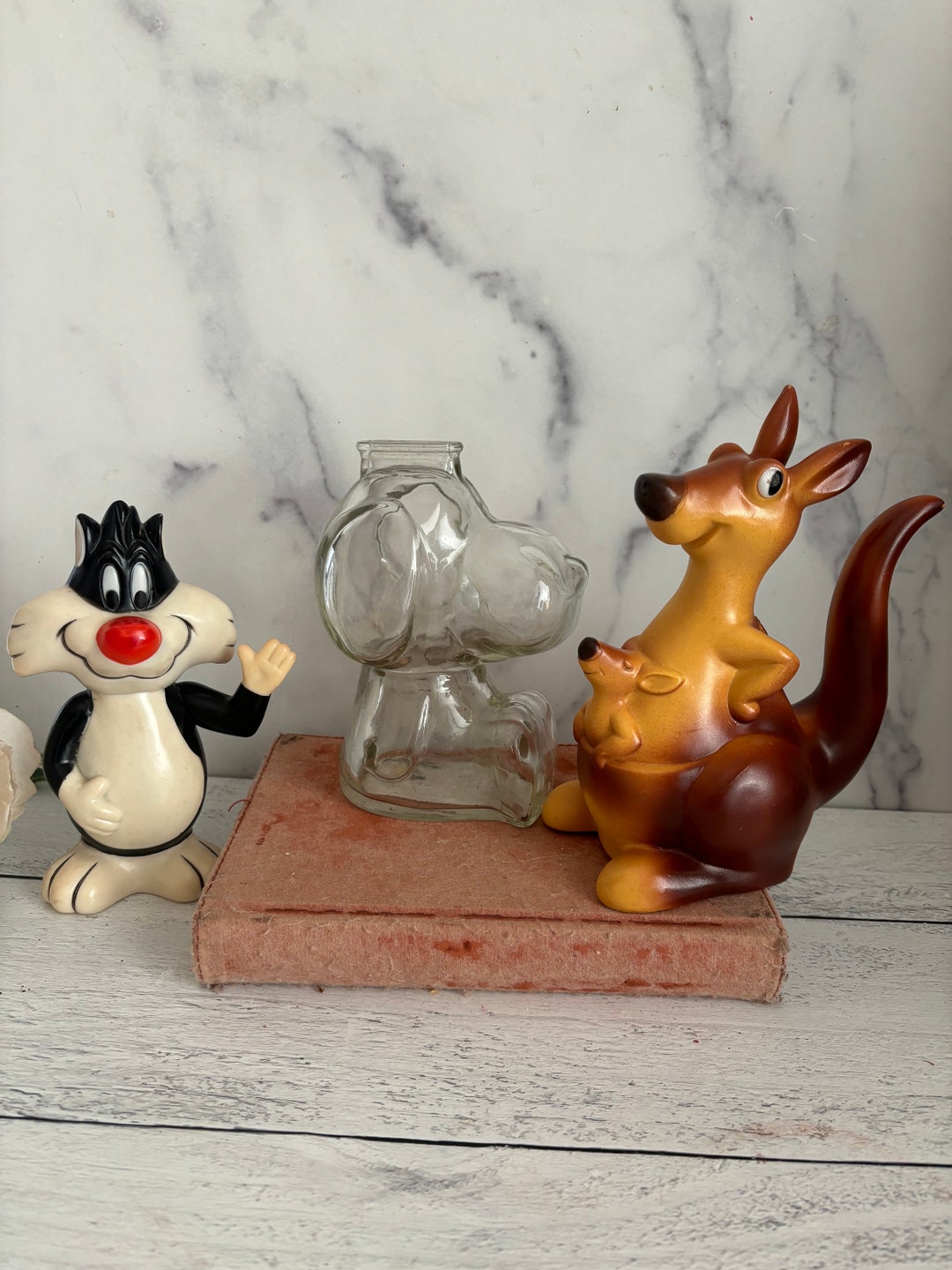 Vintage Piggy Bank, Kangaroo Piggy Bank, Snoopy Glass Bank, Vintage ...