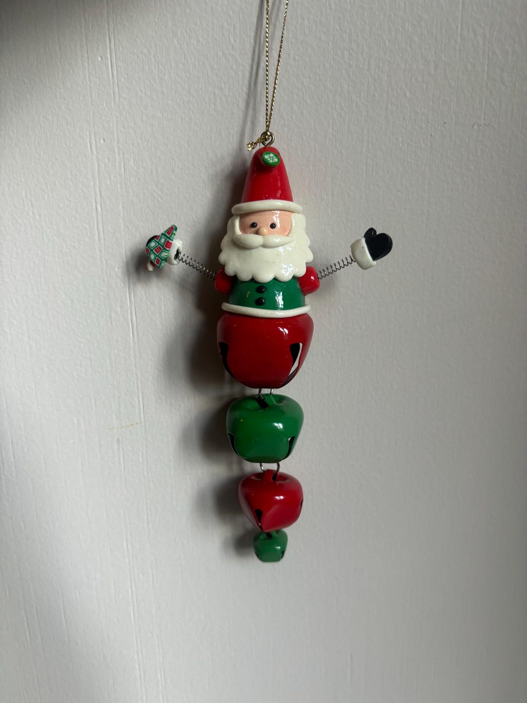 Christmas Bells, Bells Santa Ornament, Jingle Santa, Red Green Santa - Etsy