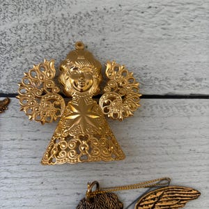 Gold Cherub Ornament, Vintage Cherub Ornament, Angel Playing Instrument ...