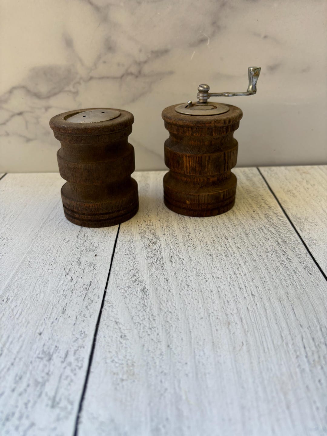Vintage Salt and Pepper Mill, Wood Salt and Pepper Mill, Tall Salt and ...