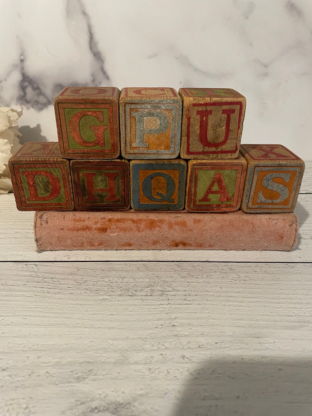 Wooden Alphabet Blocks, Wooden Letter Blocks, Primitive Letter Blocks ...