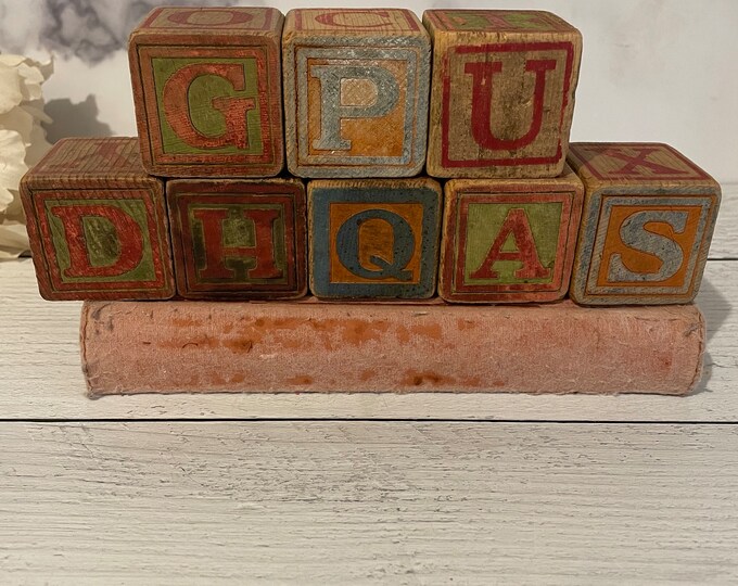 Wooden Alphabet Blocks, Wooden Letter Blocks, Primitive Letter Blocks ...