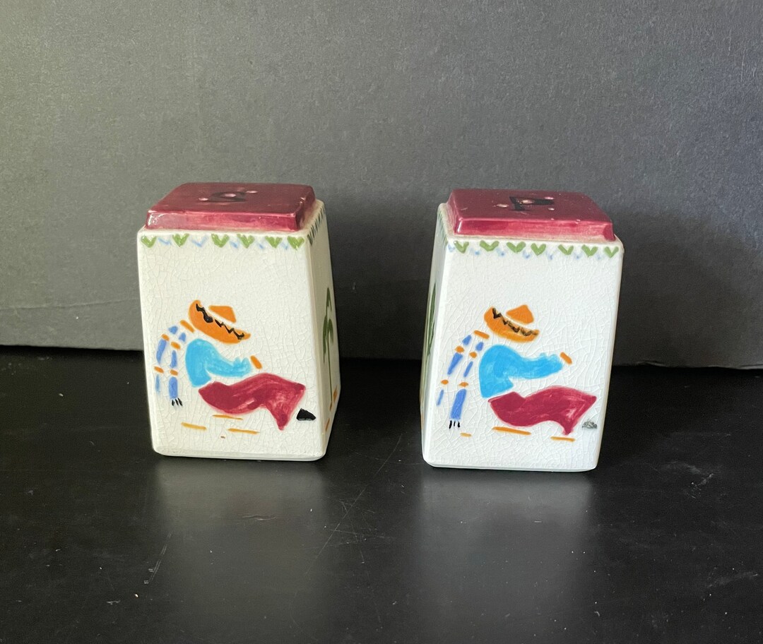 Mexican Salt and Pepper Shaker, Mexican Kitchen Decor, Hand Painted ...