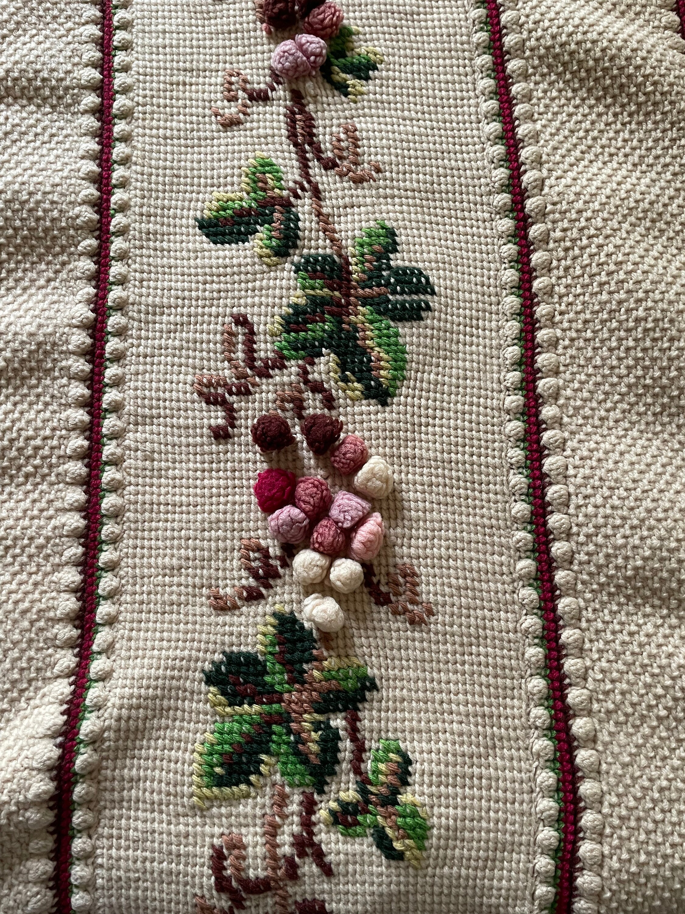Hand Knit Embroidery Blanket, Crochet Blanket, Grapevine Blanket ...